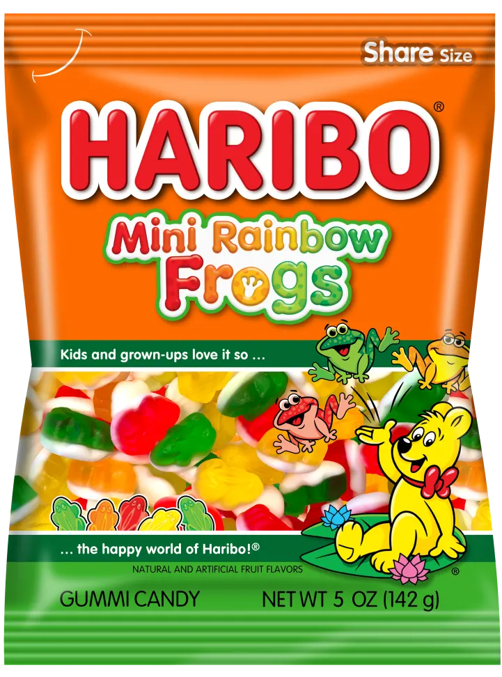 HARIBO MINI RAINBOW FROGS PEG BAG – Sticky's Garrison Ice Cream, Candy ...